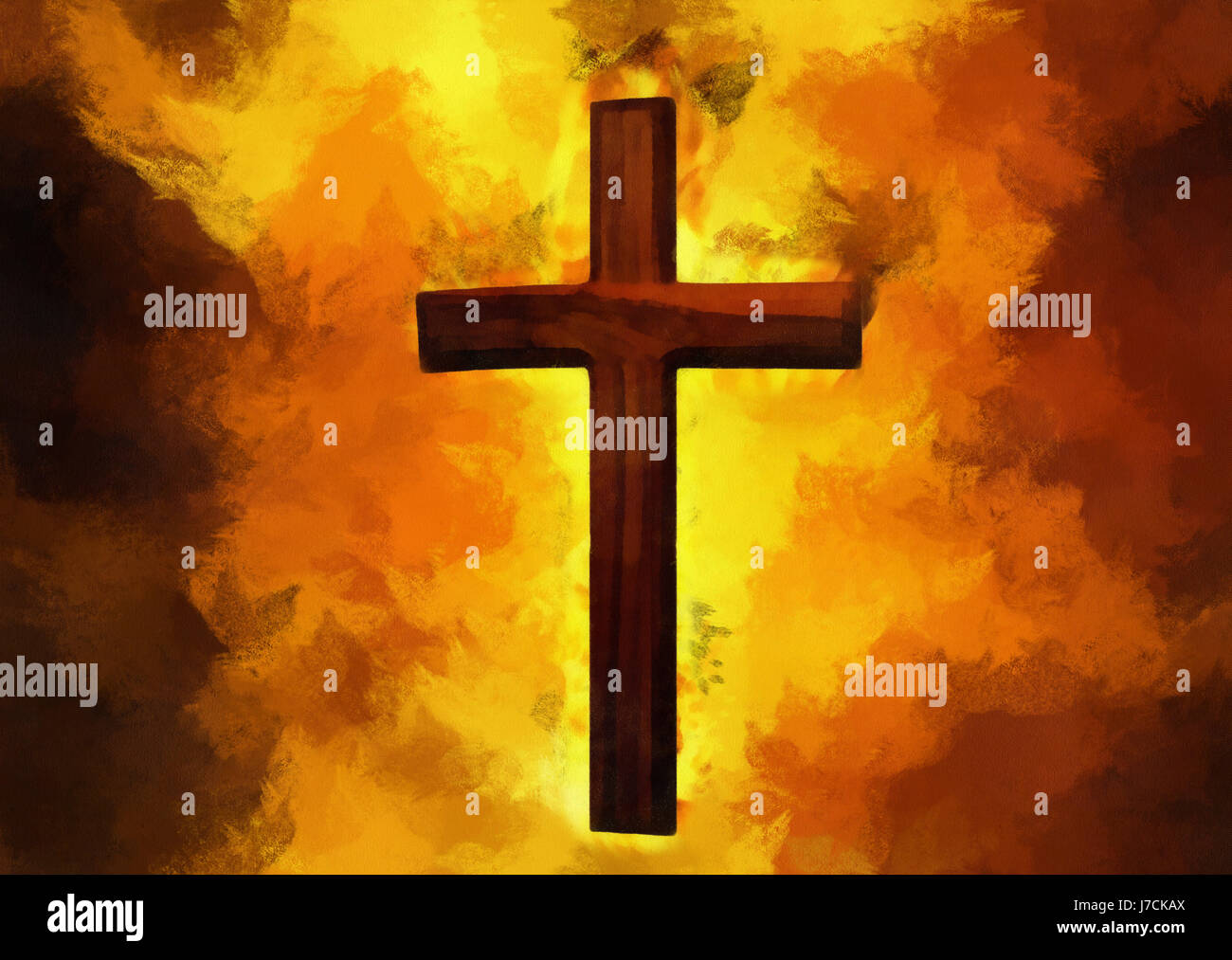 religion religious cross fire conflagration christian christ pictogram ...