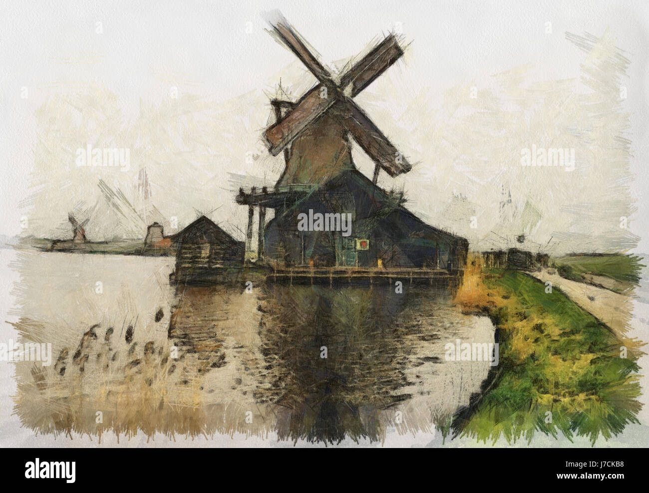 painting wing energy power electricity electric power holland windmill ...