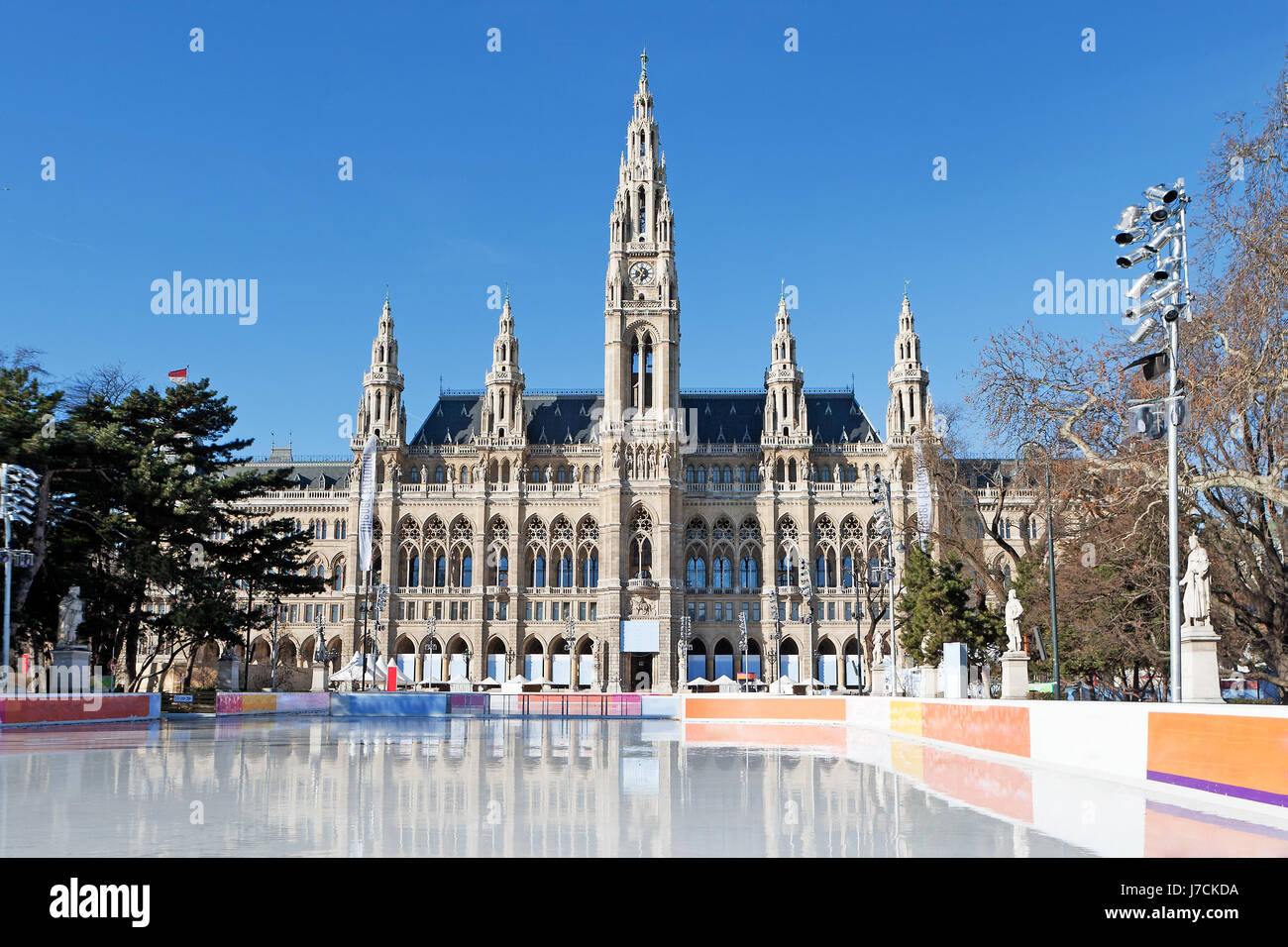 skating rink in front of vienna city hall Stock Photo - Alamy