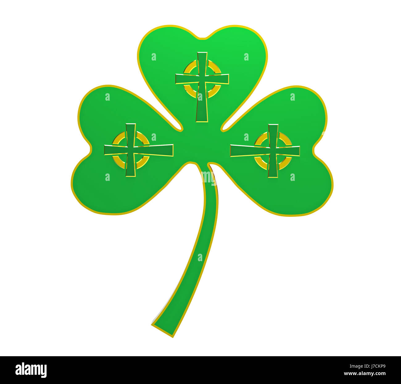 Celtic Cross With Clover Outline