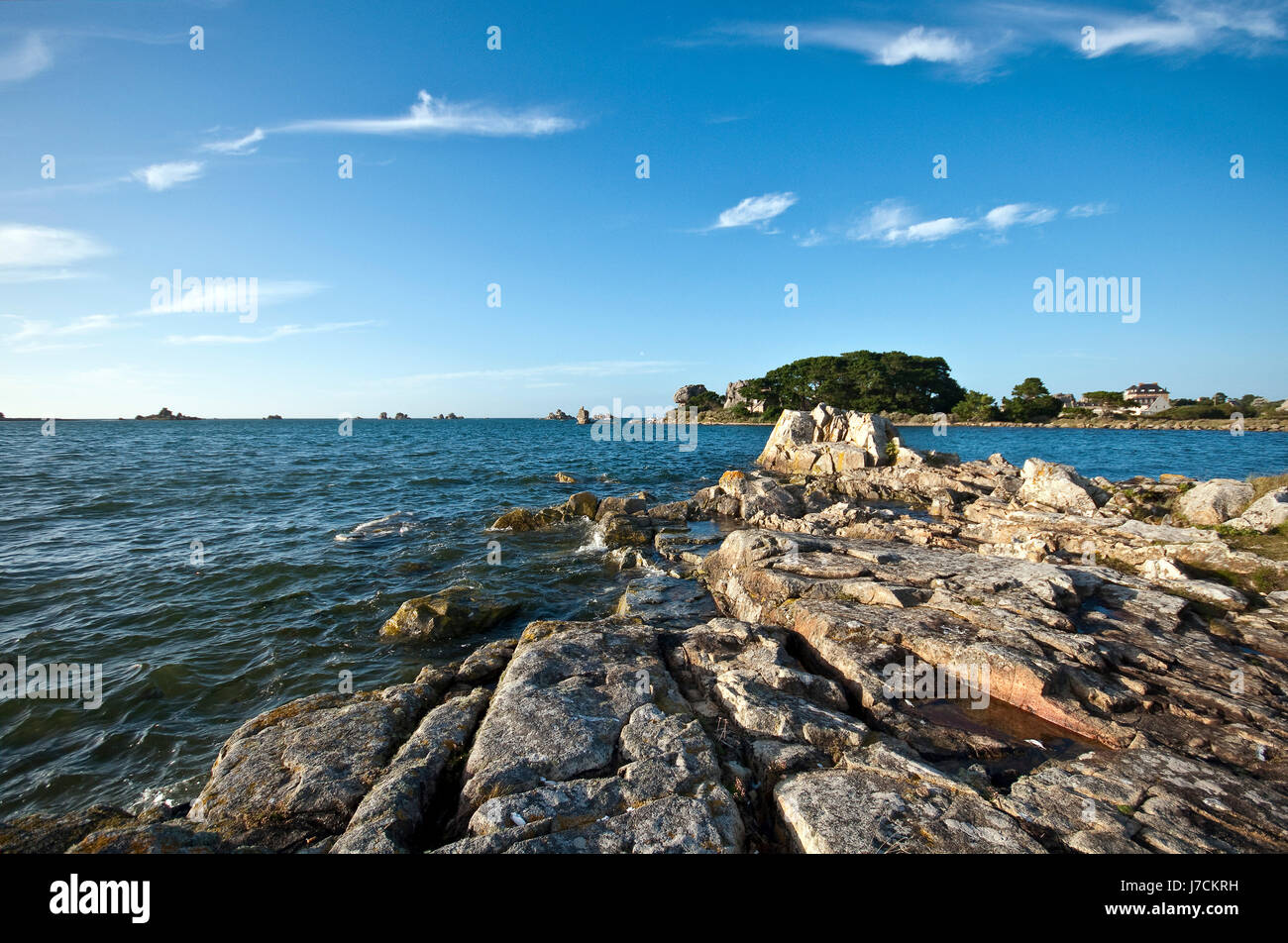 coast brittany stone beach seaside the beach seashore rock france high ...