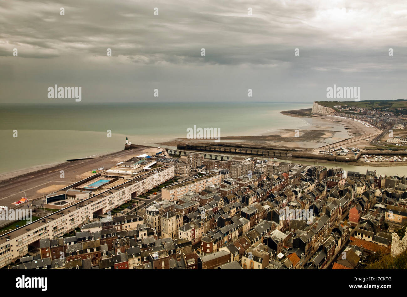 city town france coast normandy city town harbor channel france ...