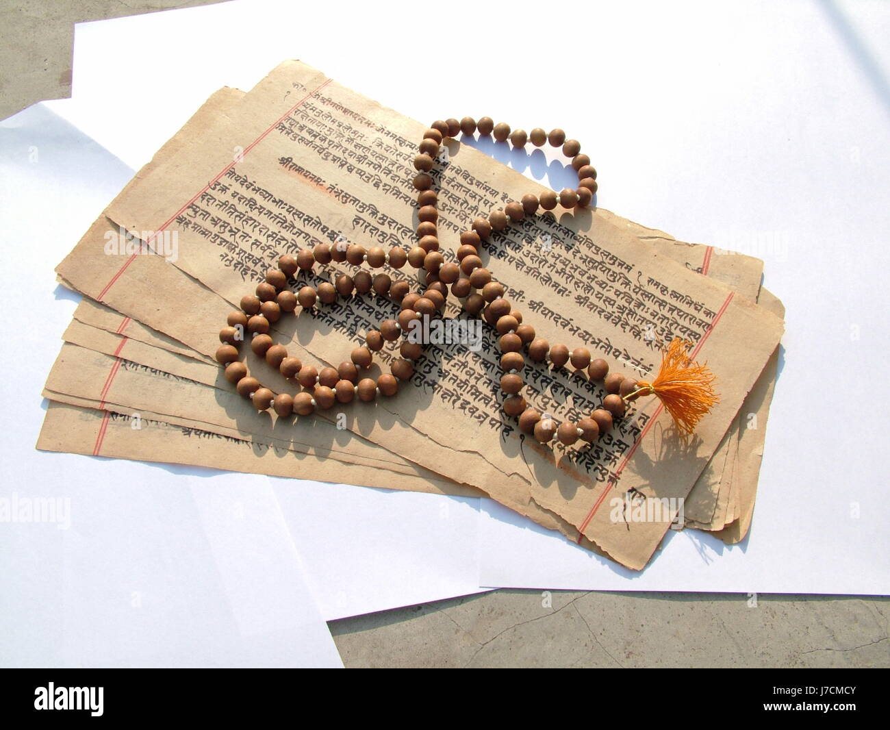 Original Rukdraksha Mala & Sanskrit Vedic Writings, 5 Mukhi, Old Vedic ...