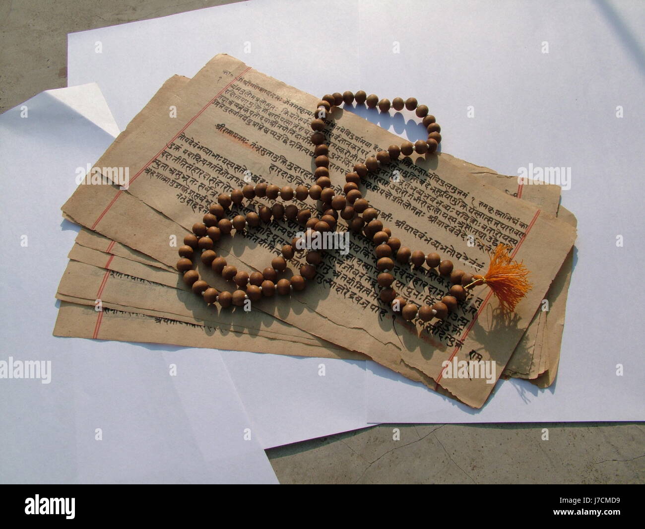Original Rukdraksha Mala & Sanskrit Vedic Writings, 5 Mukhi, Old Vedic ...
