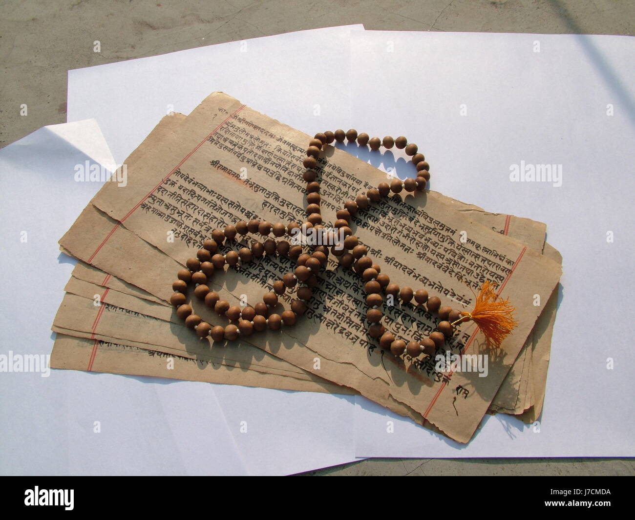 Original Rukdraksha Mala & Sanskrit Vedic Writings, 5 Mukhi, Old Vedic ...