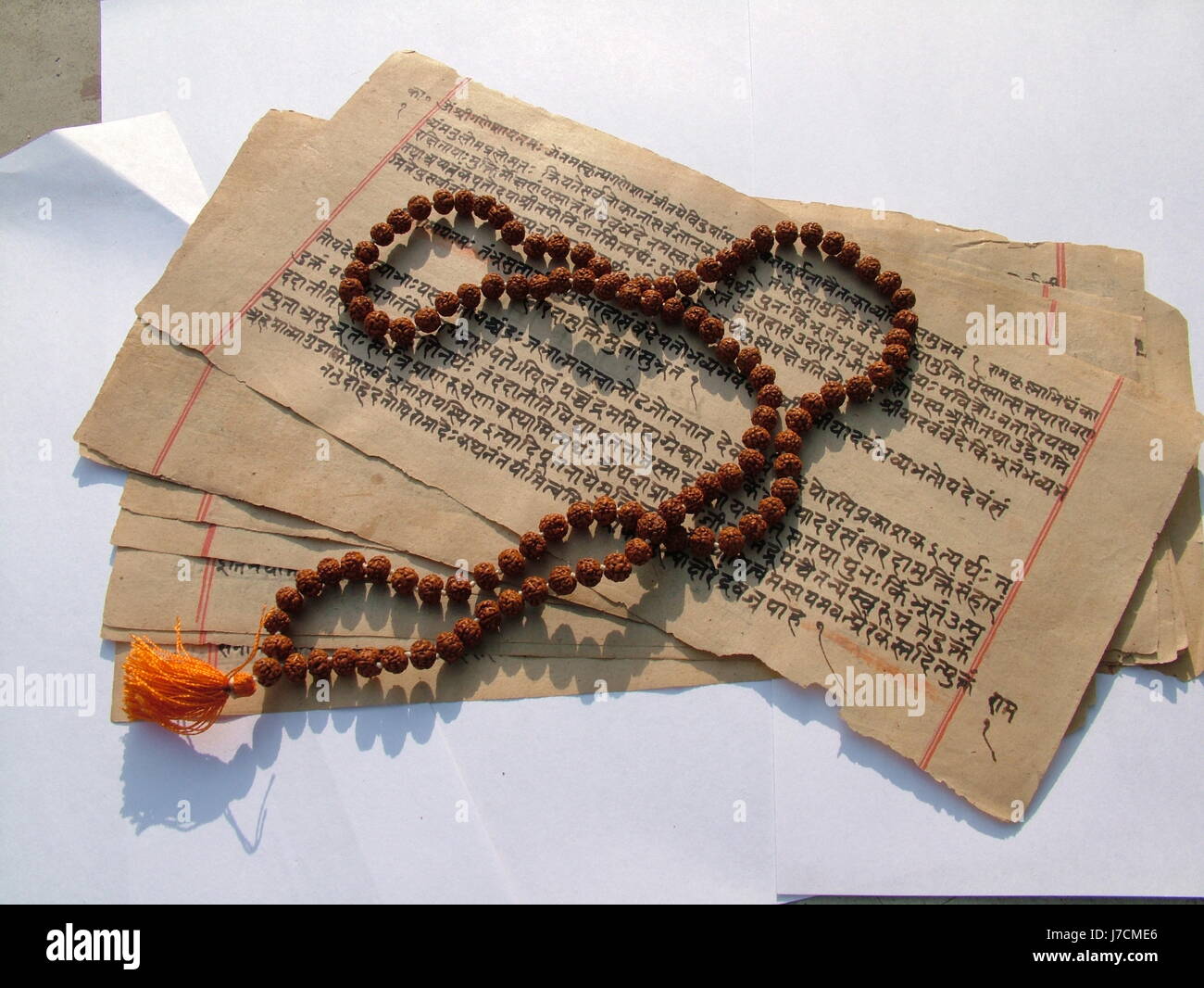 Original Rukdraksha Mala & Sanskrit Vedic Writings, 5 Mukhi, Old Vedic ...