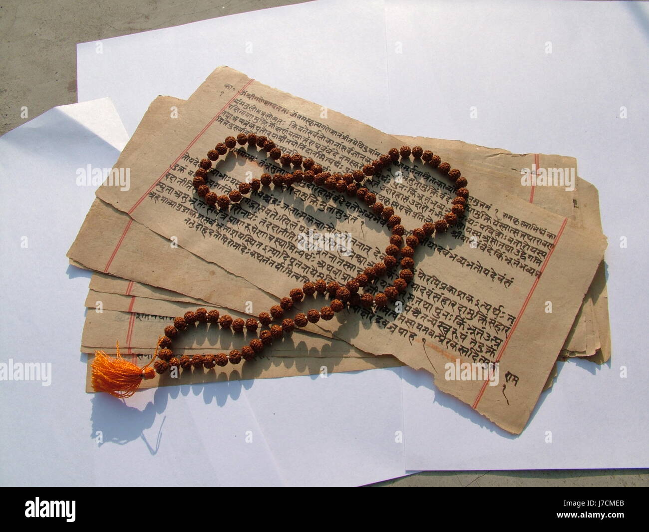 Original Rukdraksha Mala & Sanskrit Vedic Writings, 5 Mukhi, Old Vedic ...