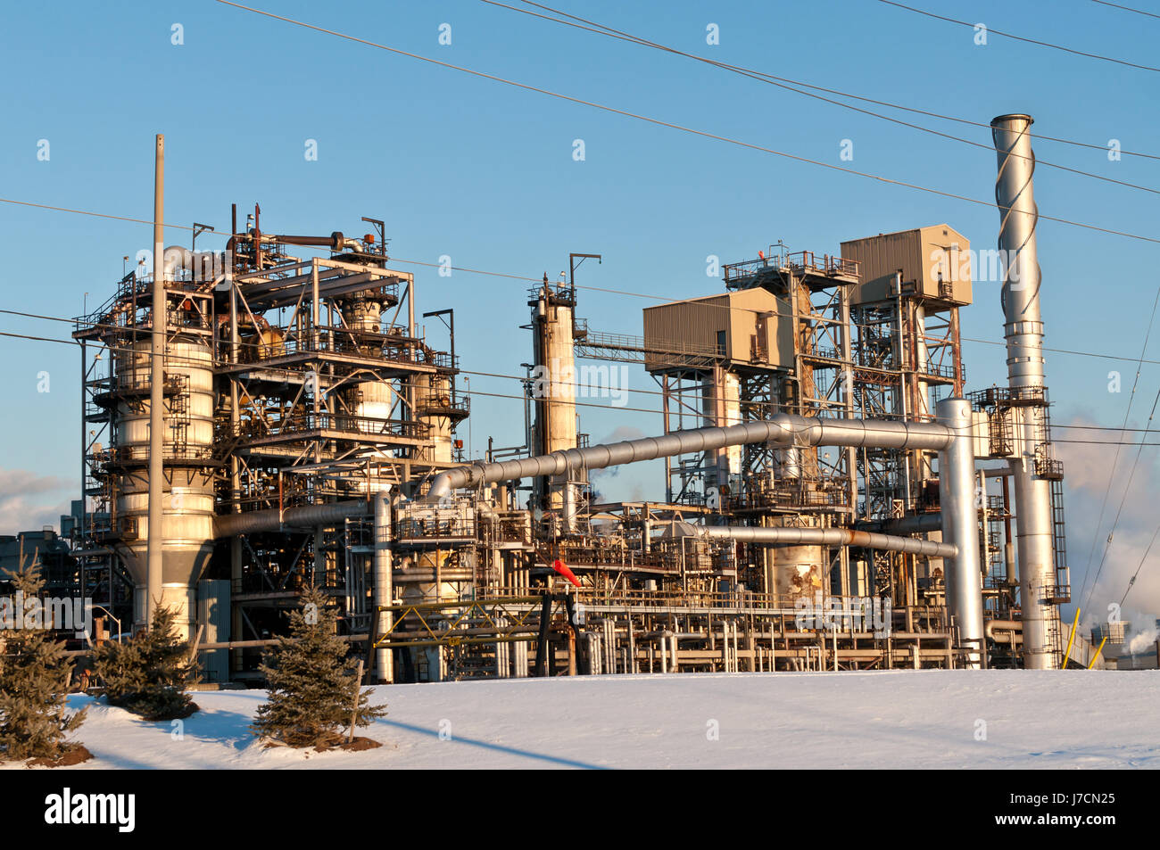 winter industry industrial work factory refinery petrochemical building ...