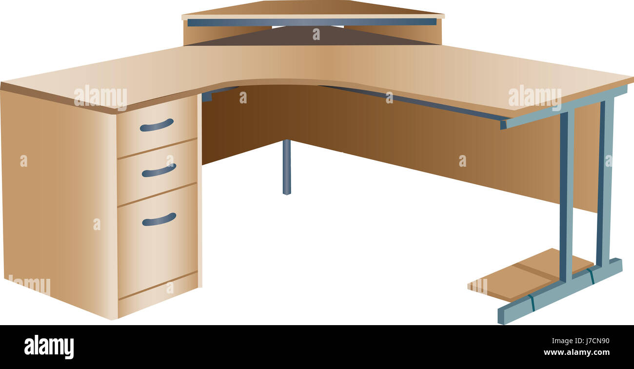 office desk brown brownish brunette surface corner wooden angled work ...