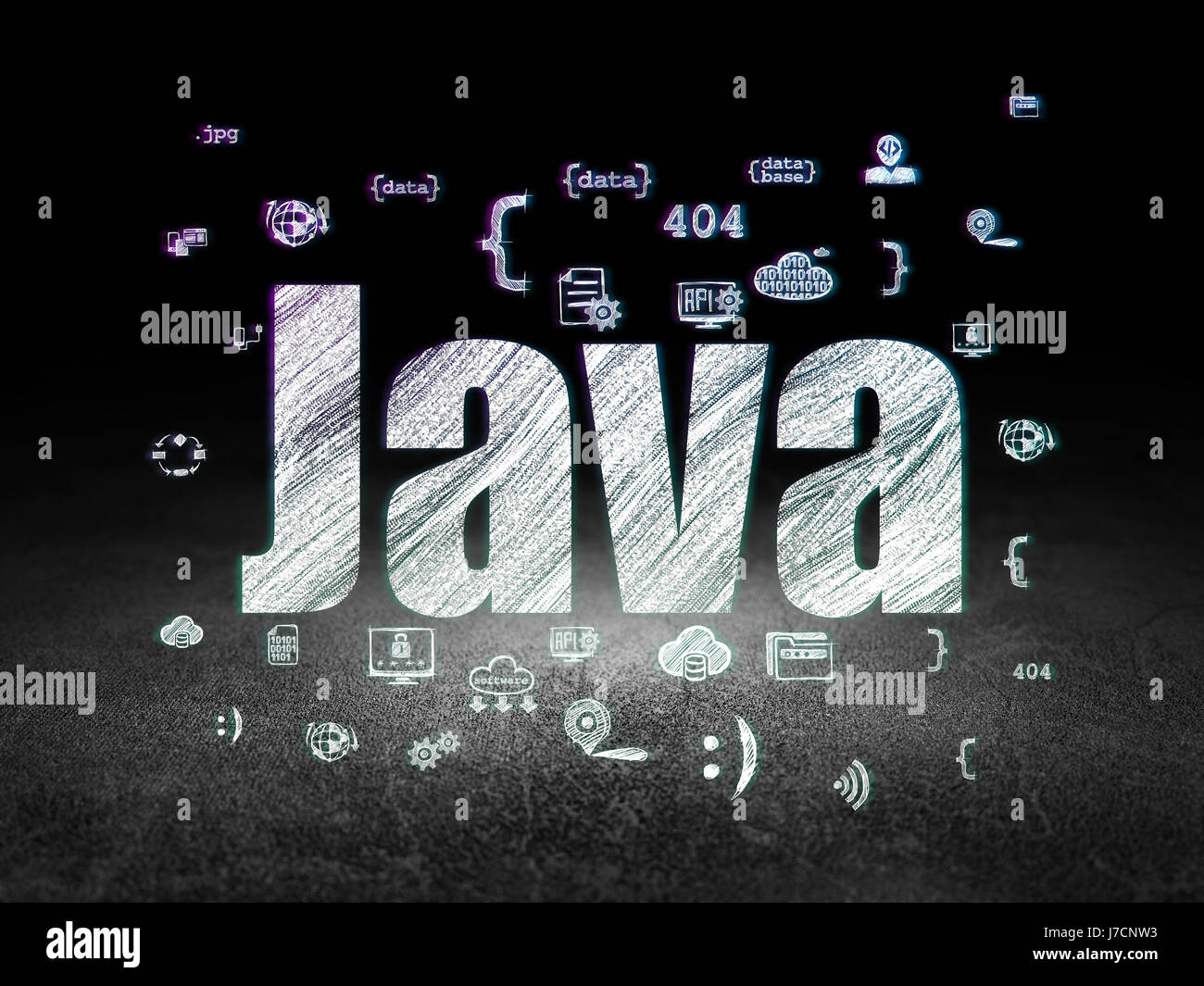 Database concept: Java in grunge dark room Stock Photo - Alamy