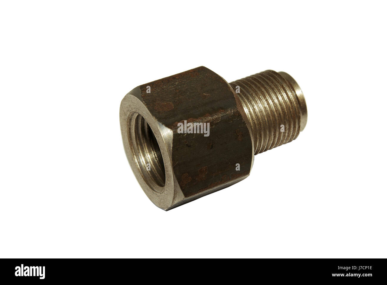single isolated industrial metal rusty adapter iron detail single ...