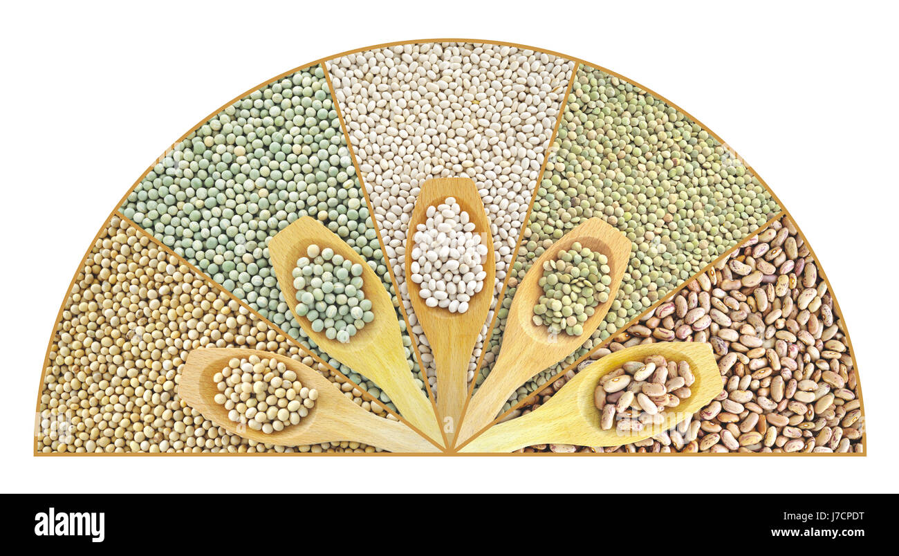 collage mix soybean bean montage assemblage pea spoon still life food ...