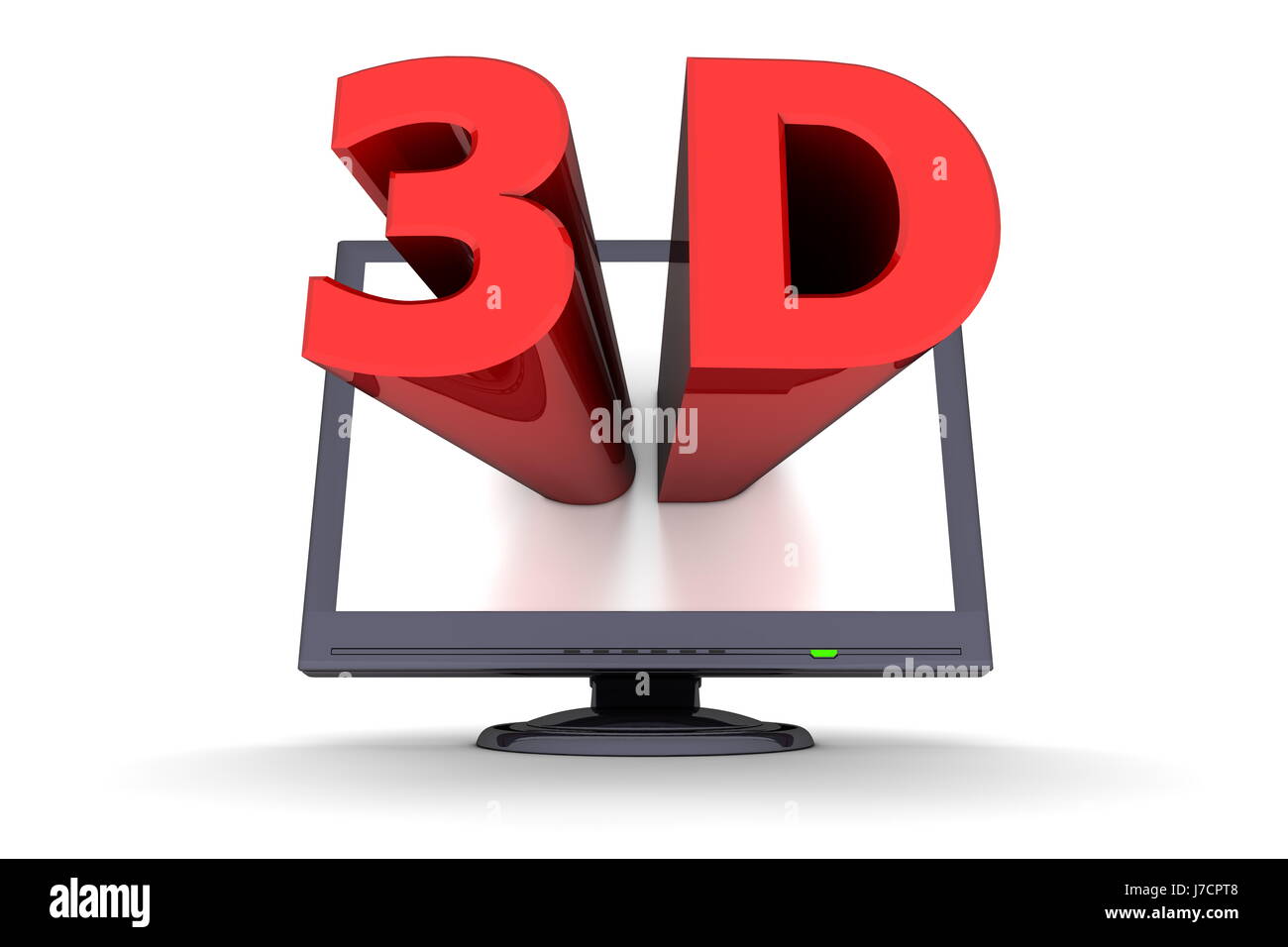 three-dimensional word monitor screen sign stereoscopic red PC ...