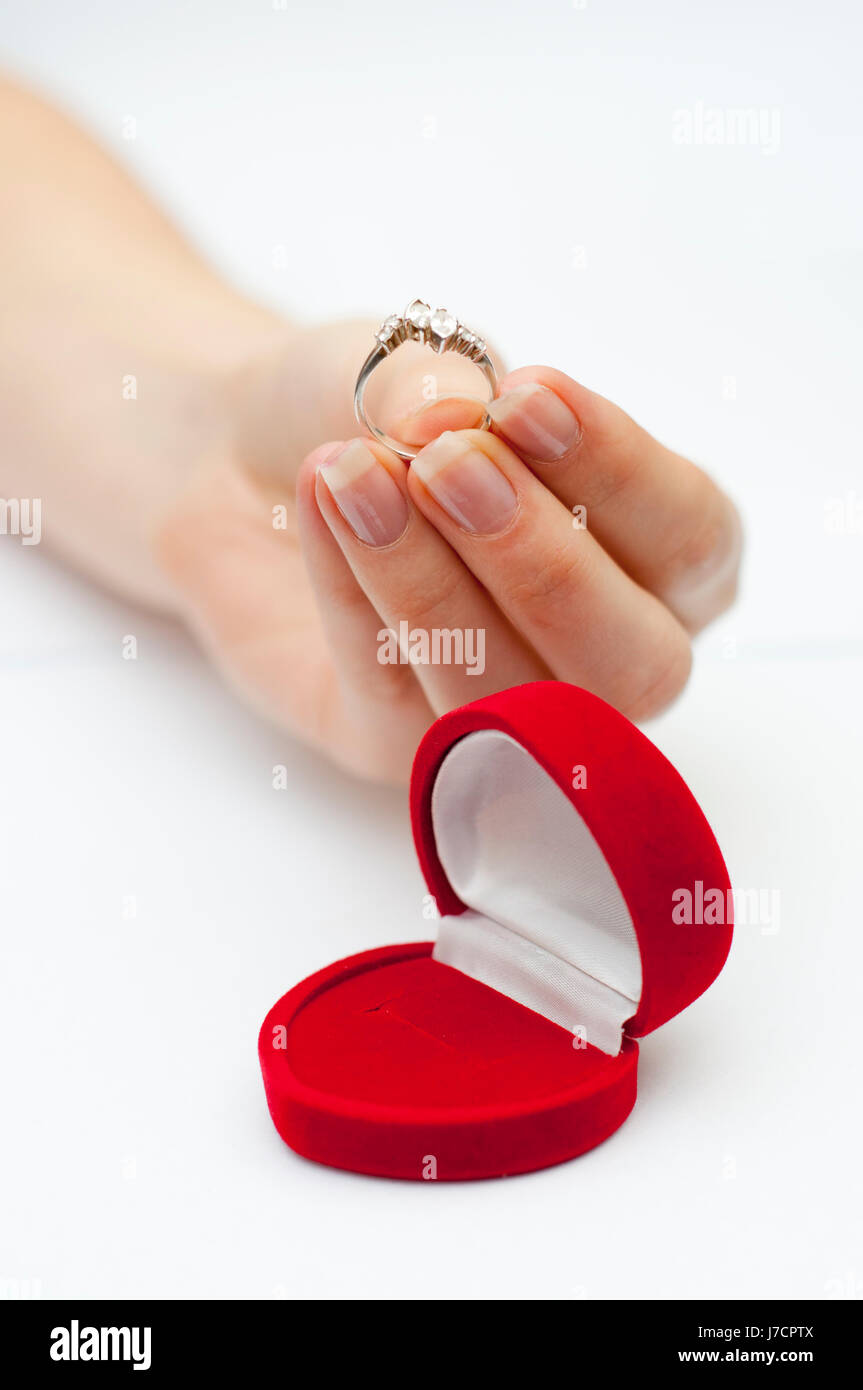 engagement ring held in hand Stock Photo - Alamy