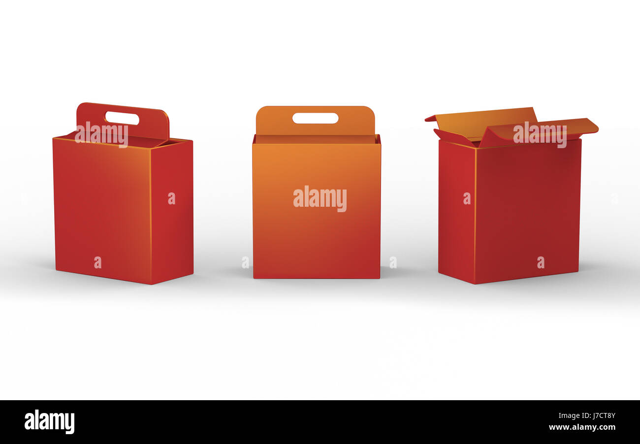 Red Cardboard Paper Box Packaging With Handle Clipping Path Included red-cardboard-paper-box-packaging-with-handle-clipping-path-included
