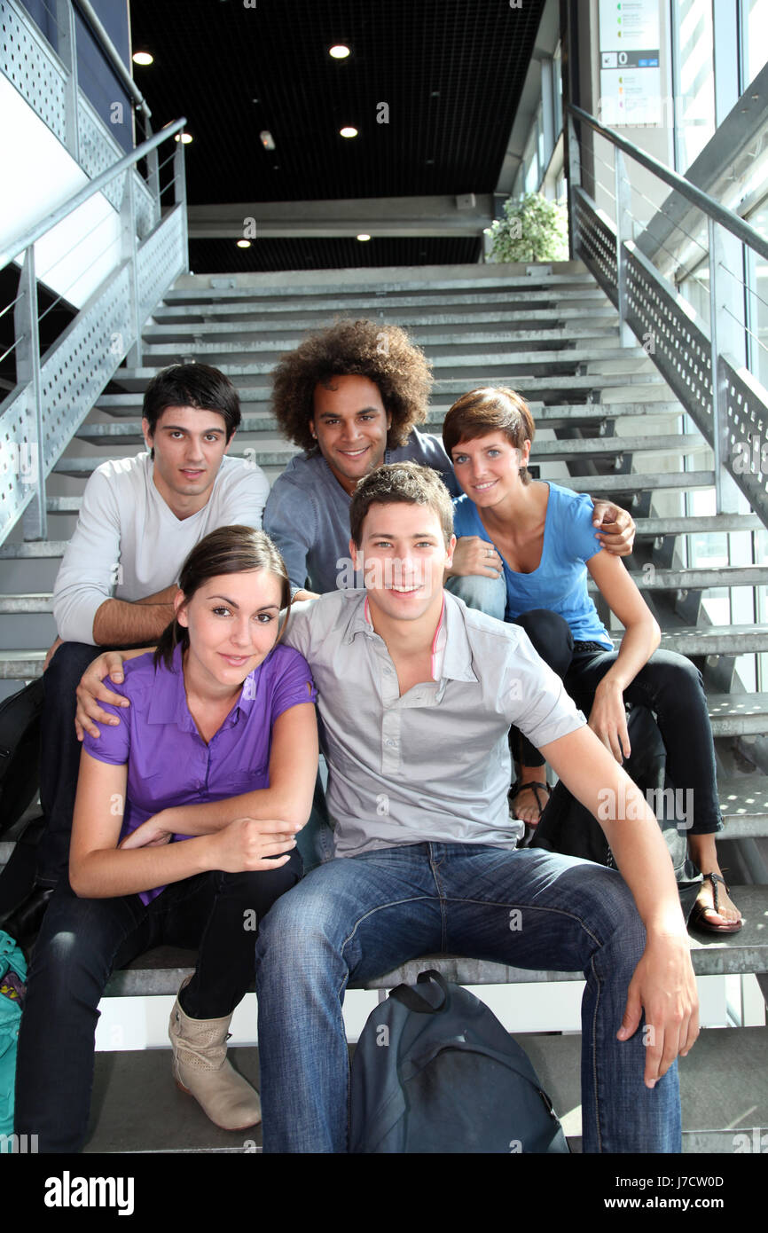 woman stairs dynamic staircase students university educational ...