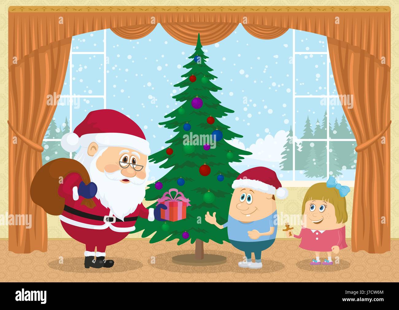 Santa Claus giving presents Stock Vector Image & Art - Alamy