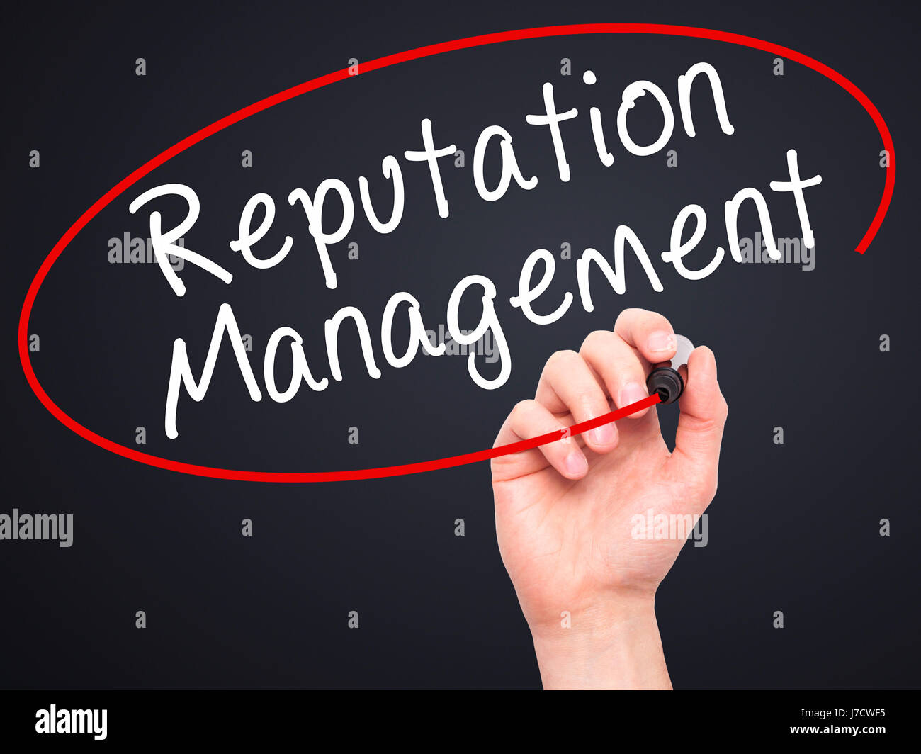 Man Hand writing Reputation Management with black marker on visual ...