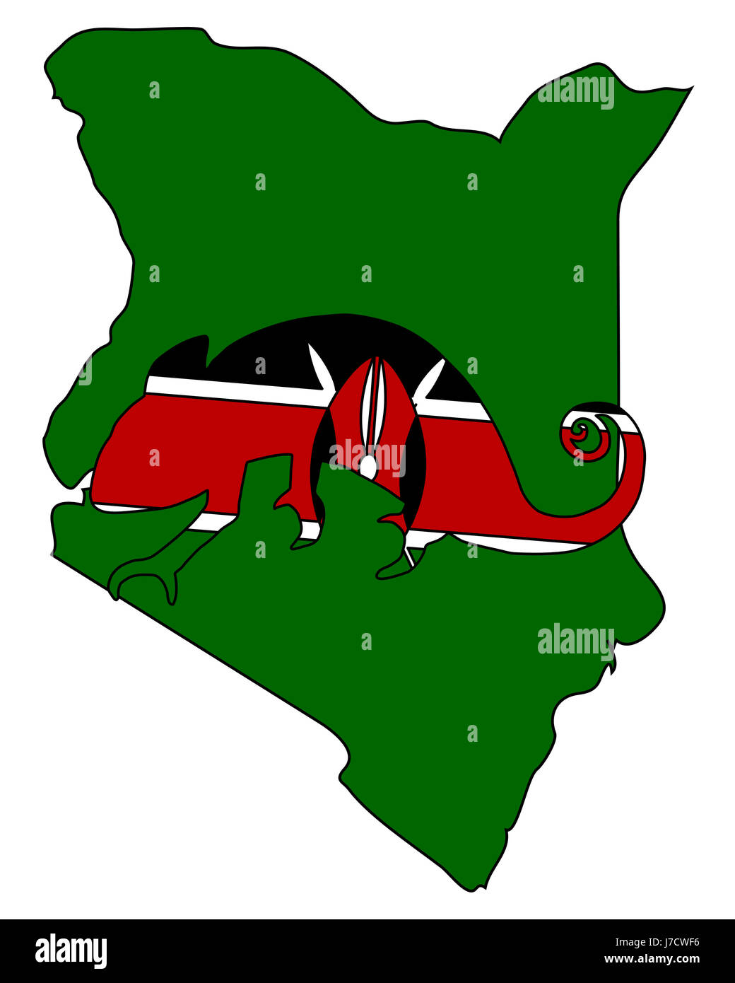 africa kenya flag chameleon african sign signal optional colour animal ...