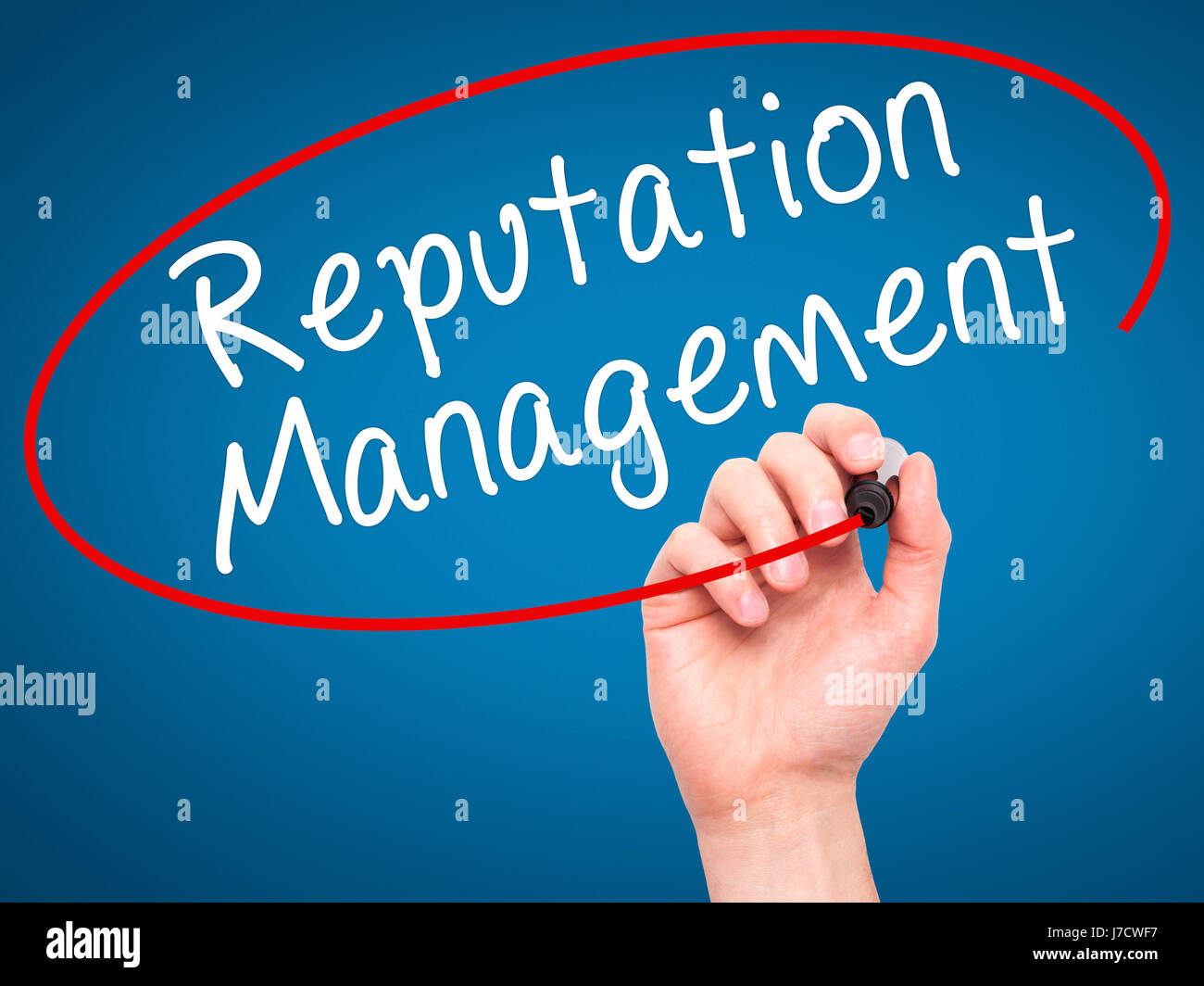 Man Hand writing Reputation Management with black marker on visual ...