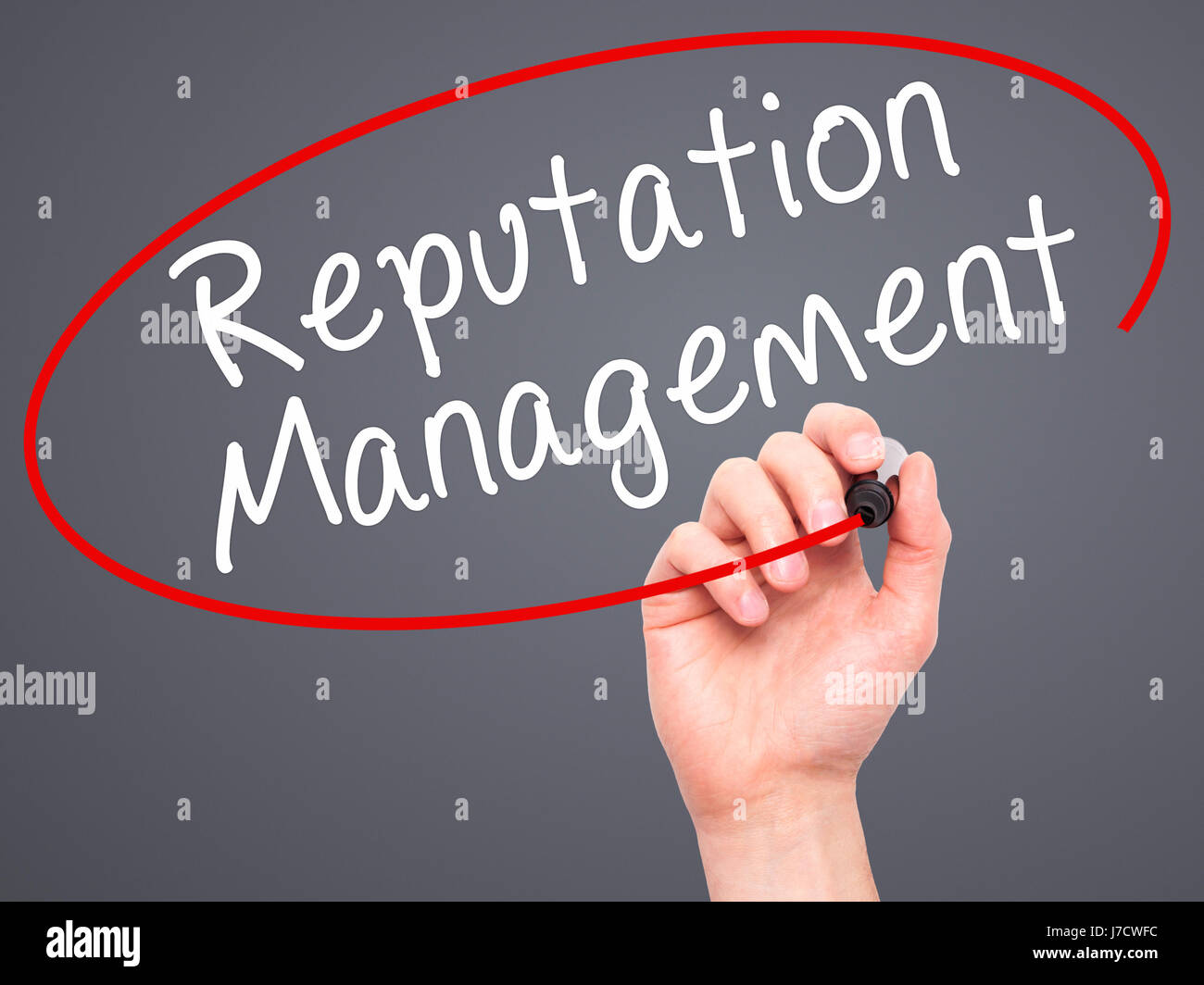 Man Hand writing Reputation Management with black marker on visual ...