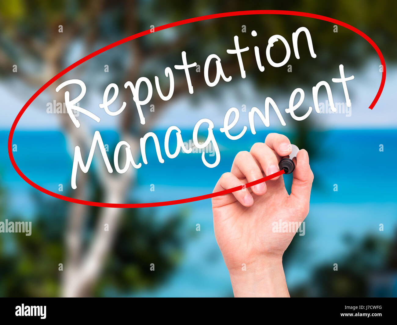 Man Hand writing Reputation Management with black marker on visual ...