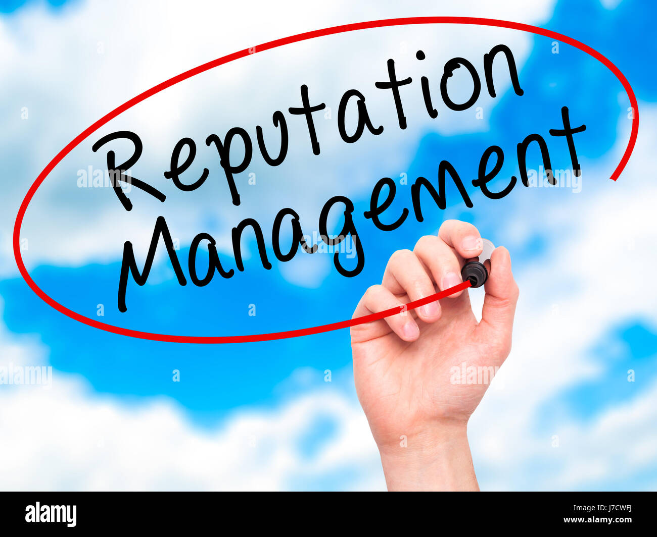 Man Hand writing Reputation Management with black marker on visual ...