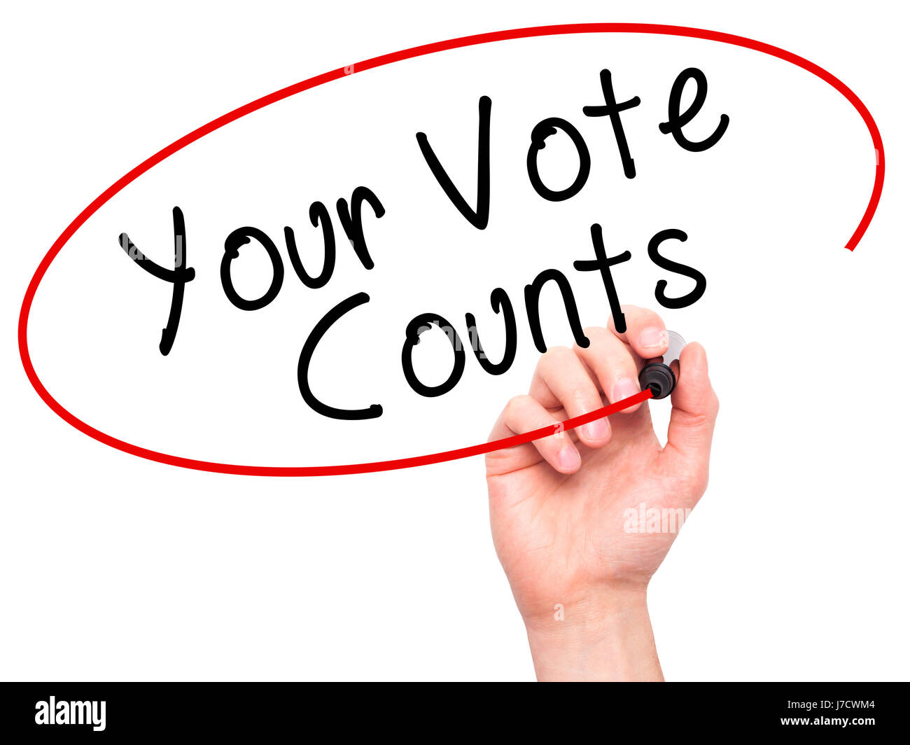 Man Hand writing Your Vote Counts with black marker on visual screen ...