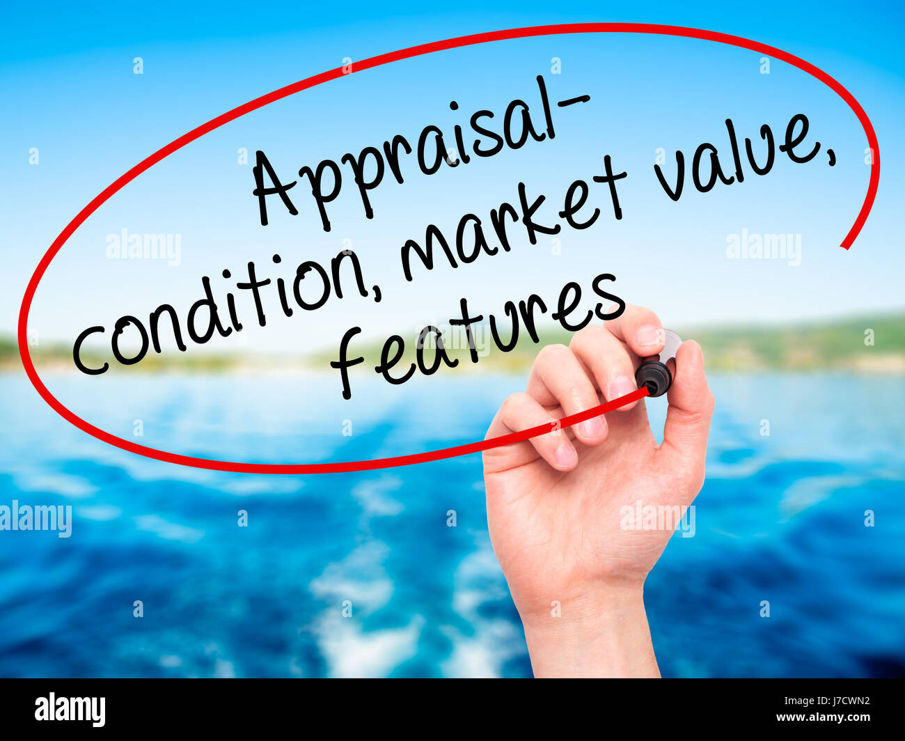 Man Hand writing Appraisal - condition, market value, features, with ...