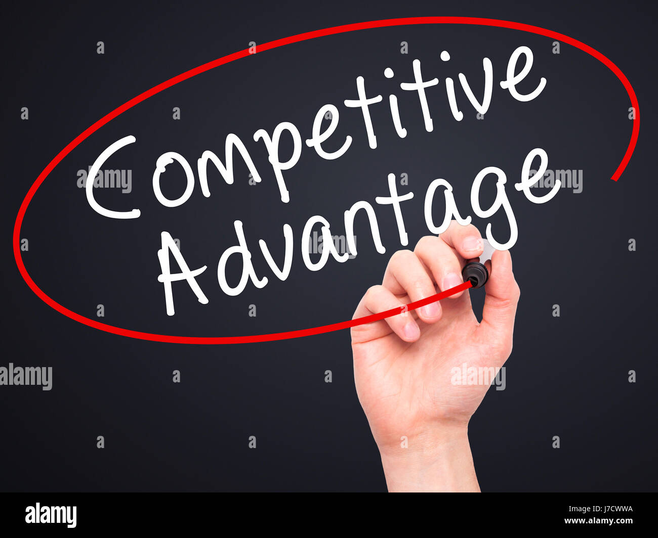 Man Hand writing Competitive Advantage with black marker on visual ...
