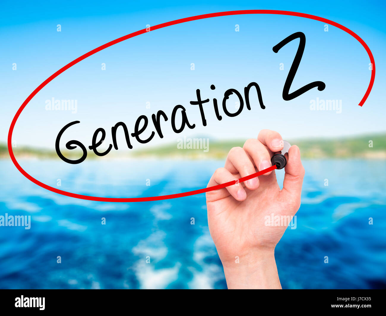 Man Hand writing Generation Z with black marker on visual screen ...