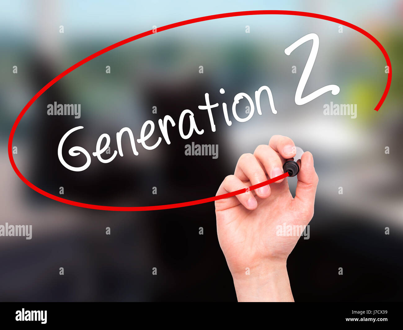 Man Hand writing Generation Z with black marker on visual screen ...