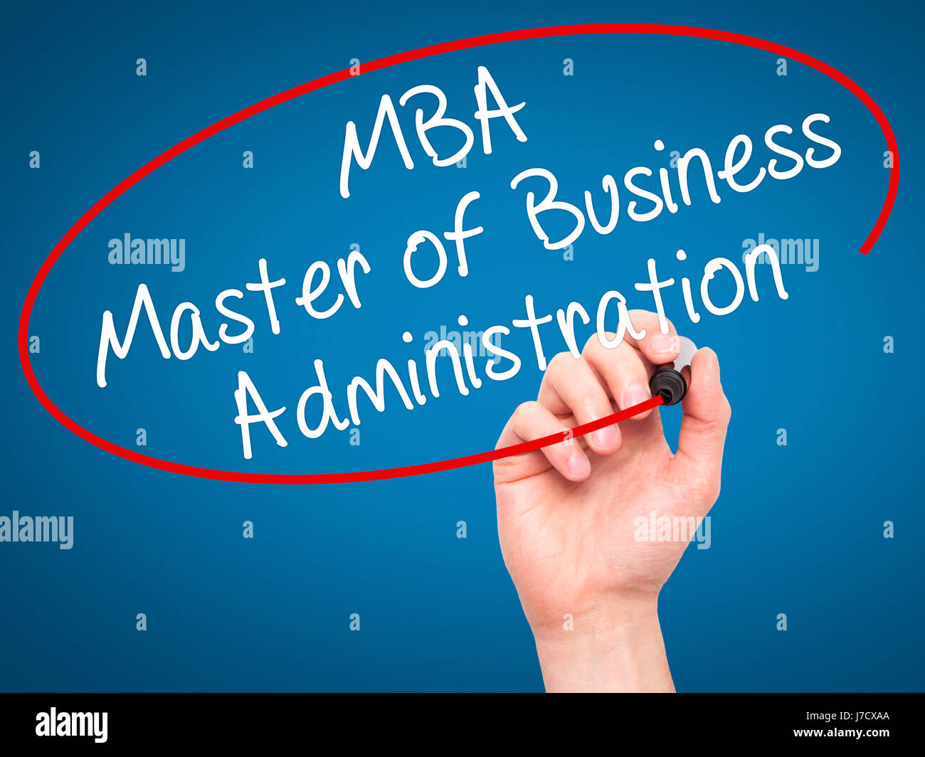 Man Hand writing MBA - Master of Business Administration with black ...