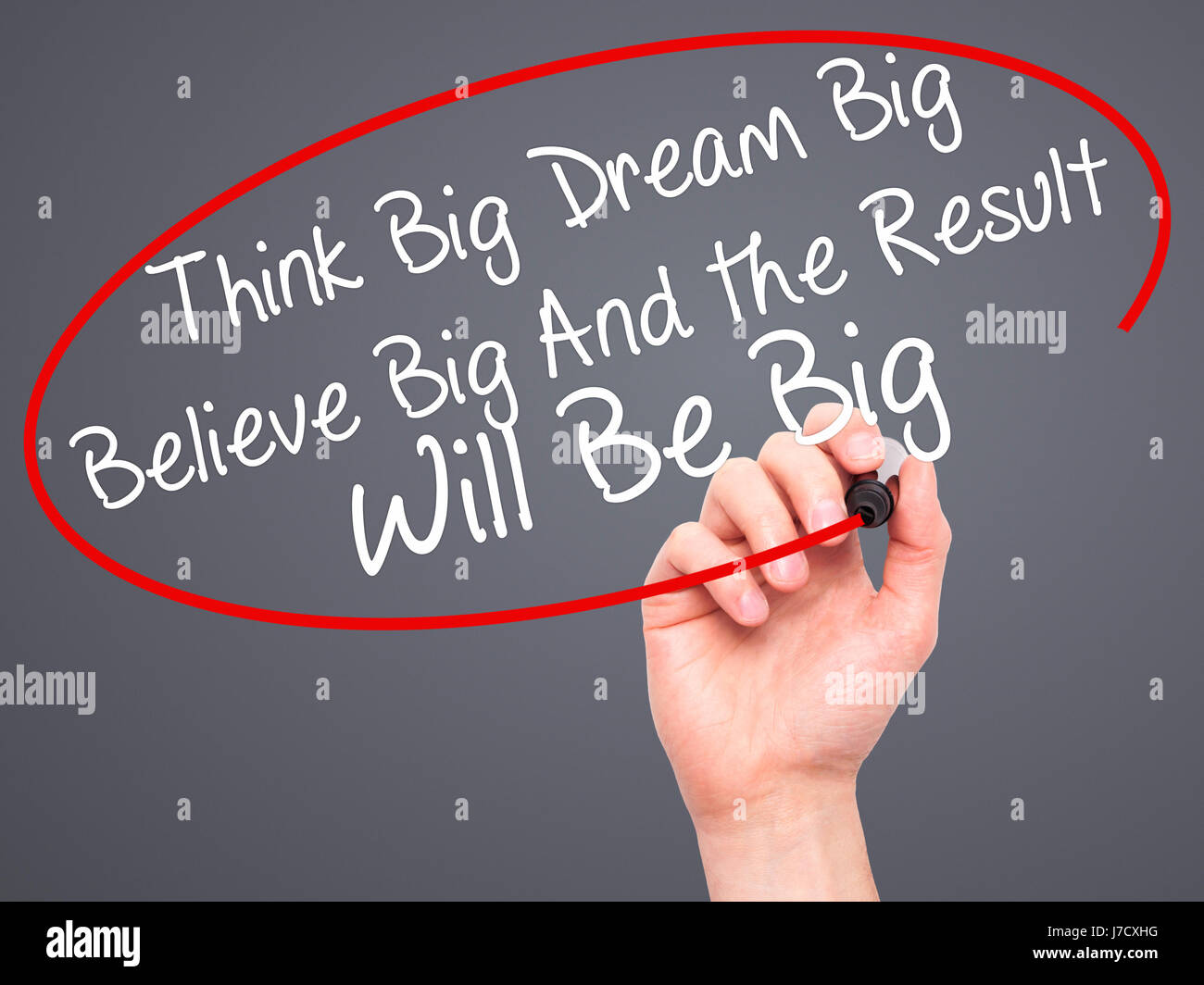 Man Hand writing Think Big Dream Big Believe Big And the Result Will Be ...