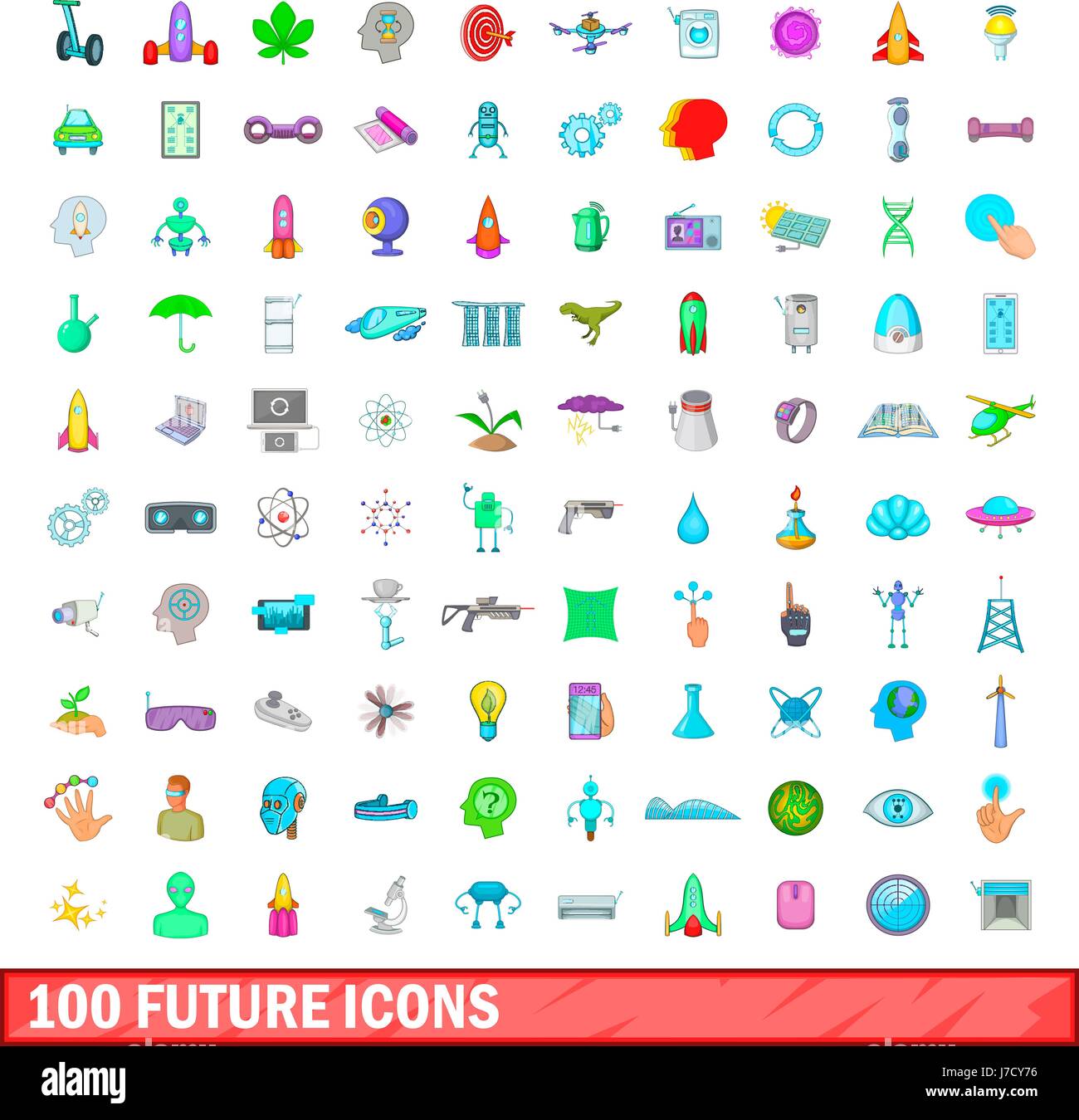 100 future icons set, cartoon style Stock Vector Image & Art - Alamy