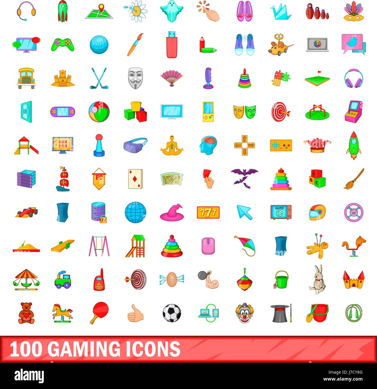 100 gaming icons set, cartoon style Stock Vector Image & Art - Alamy