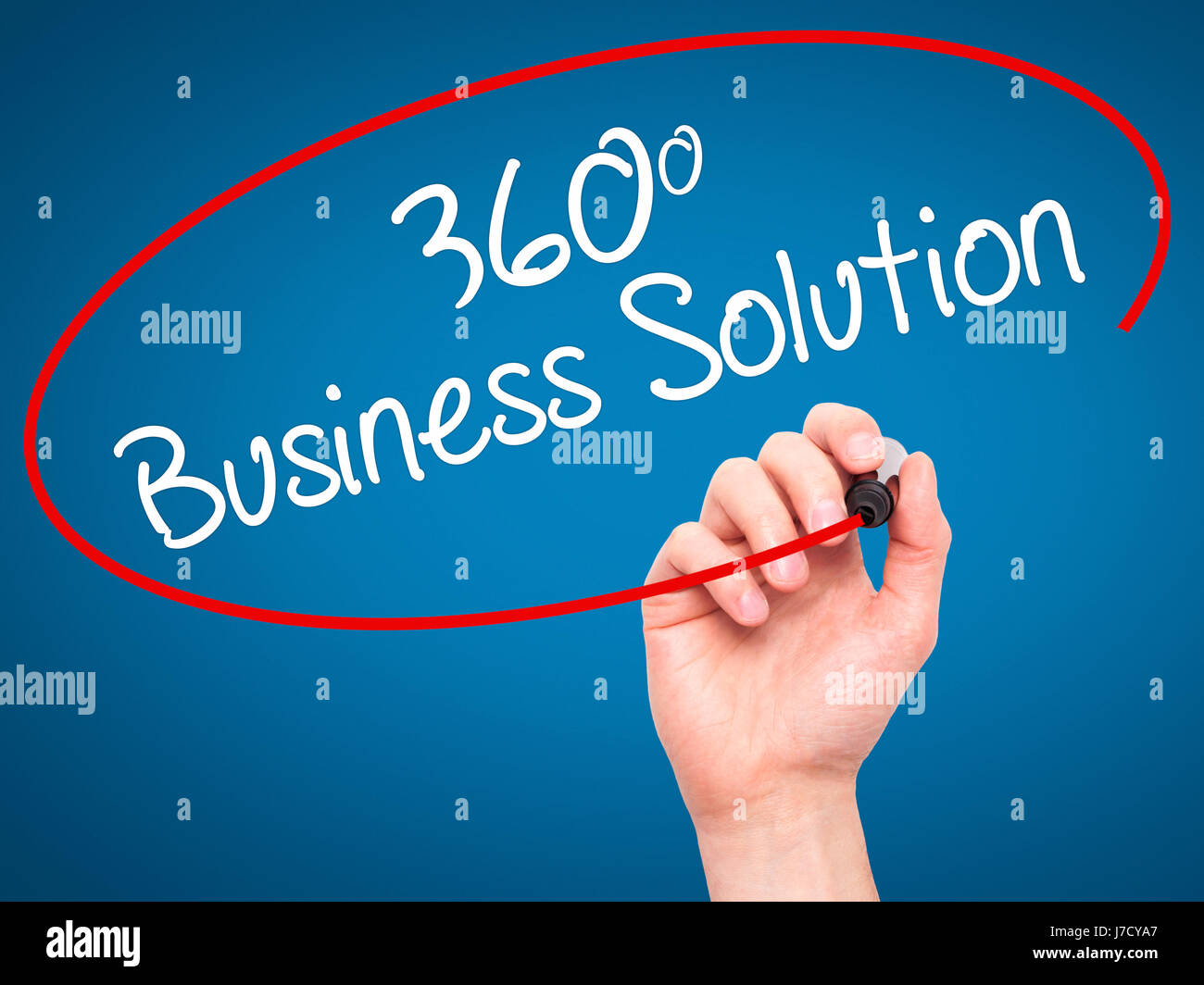Man Hand writing 360 Business Solution with black marker on visual ...