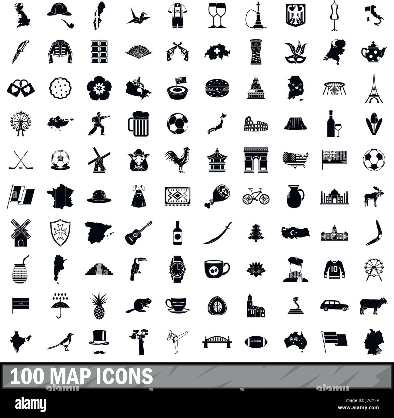 100 map icons set, simple style Stock Vector Image & Art - Alamy
