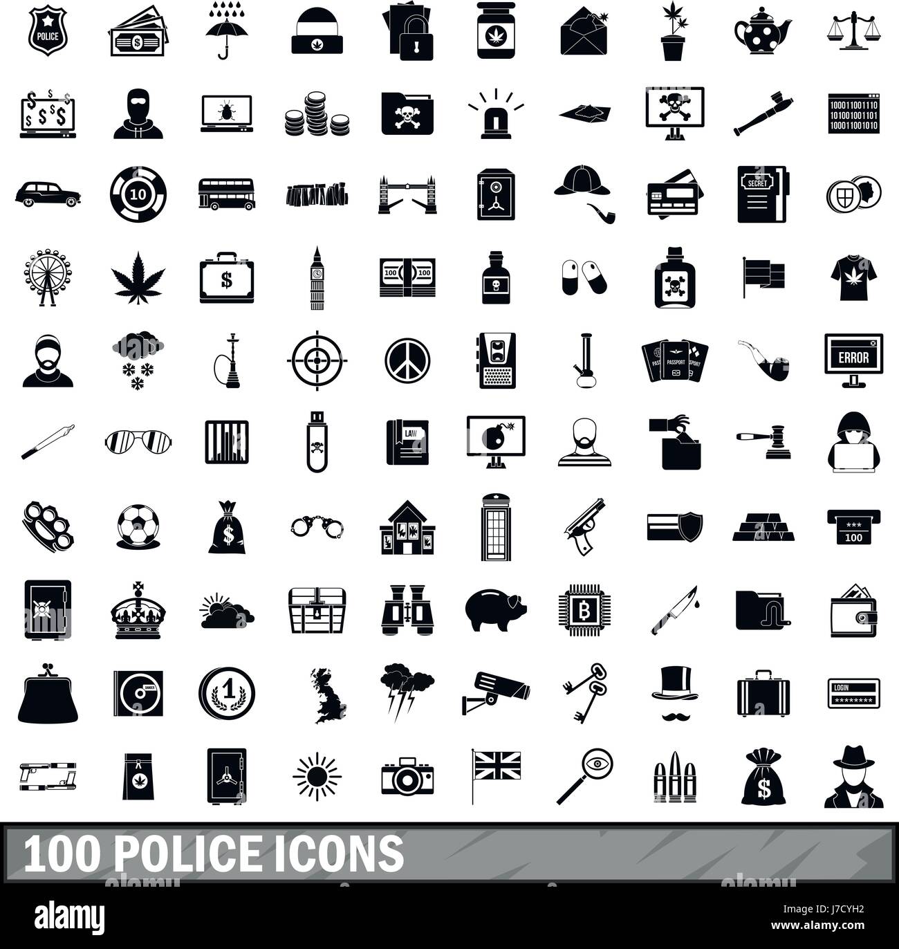 100 police icons set, simple style Stock Vector Image & Art - Alamy