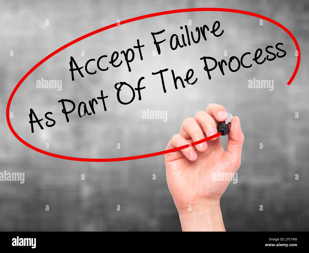 Man Hand writing Accept Failure As Part Of The Process with black ...