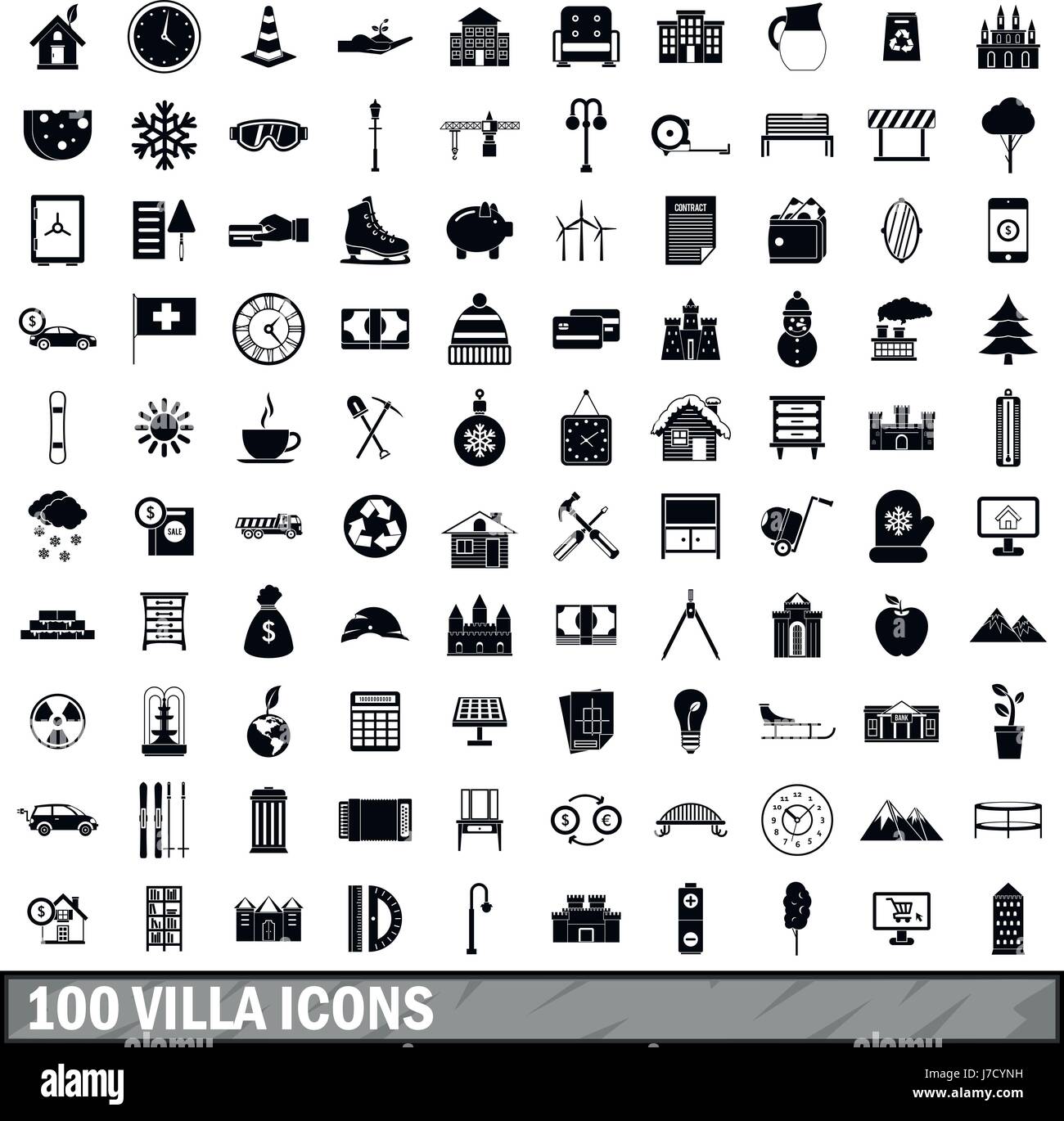100 villa icons set, simple style Stock Vector Image & Art - Alamy