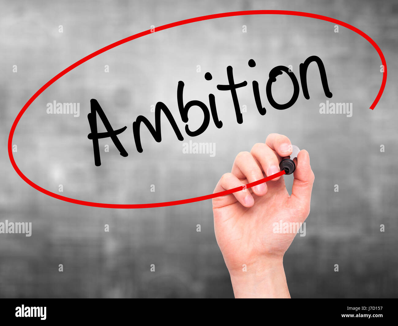 Man Hand writing Ambition with black marker on visual screen. Isolated ...