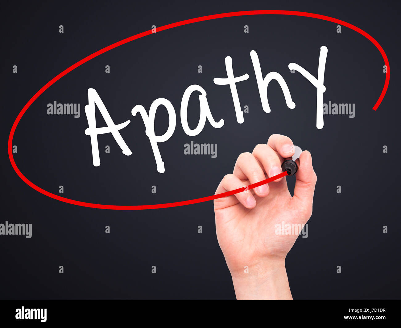 Man Hand writing Apathy with black marker on visual screen. Isolated on ...