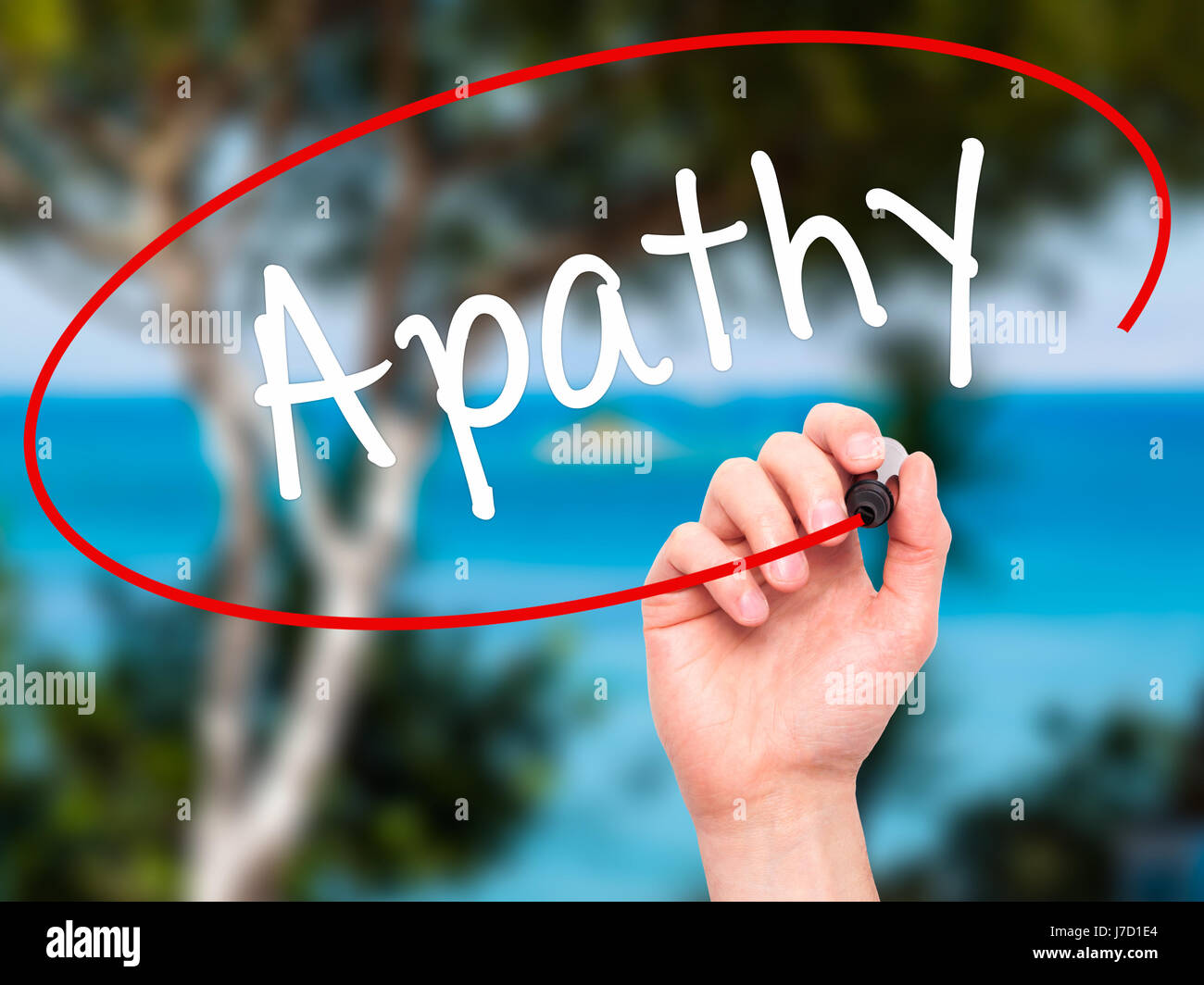 Man Hand writing Apathy with black marker on visual screen. Isolated on ...