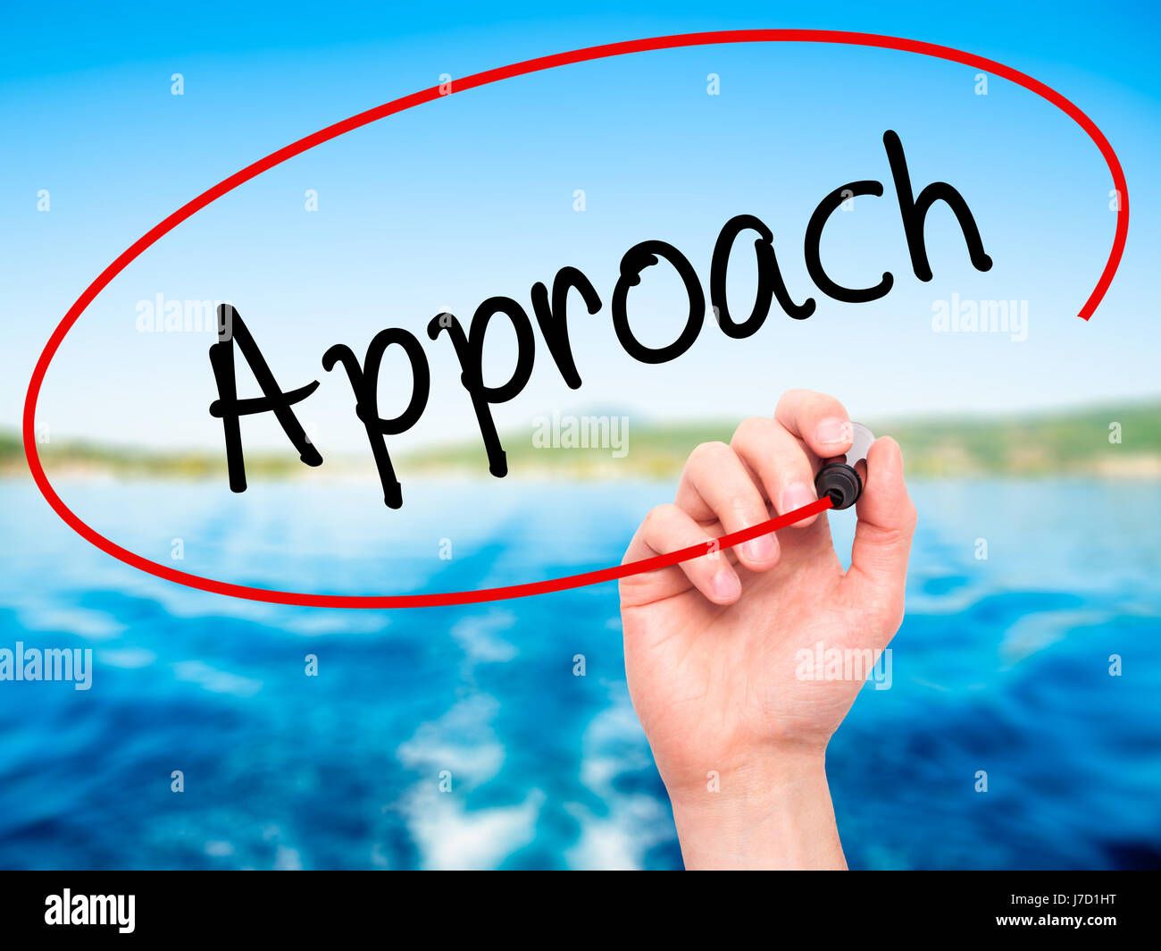 Man Hand writing Approach with black marker on visual screen. Isolated ...