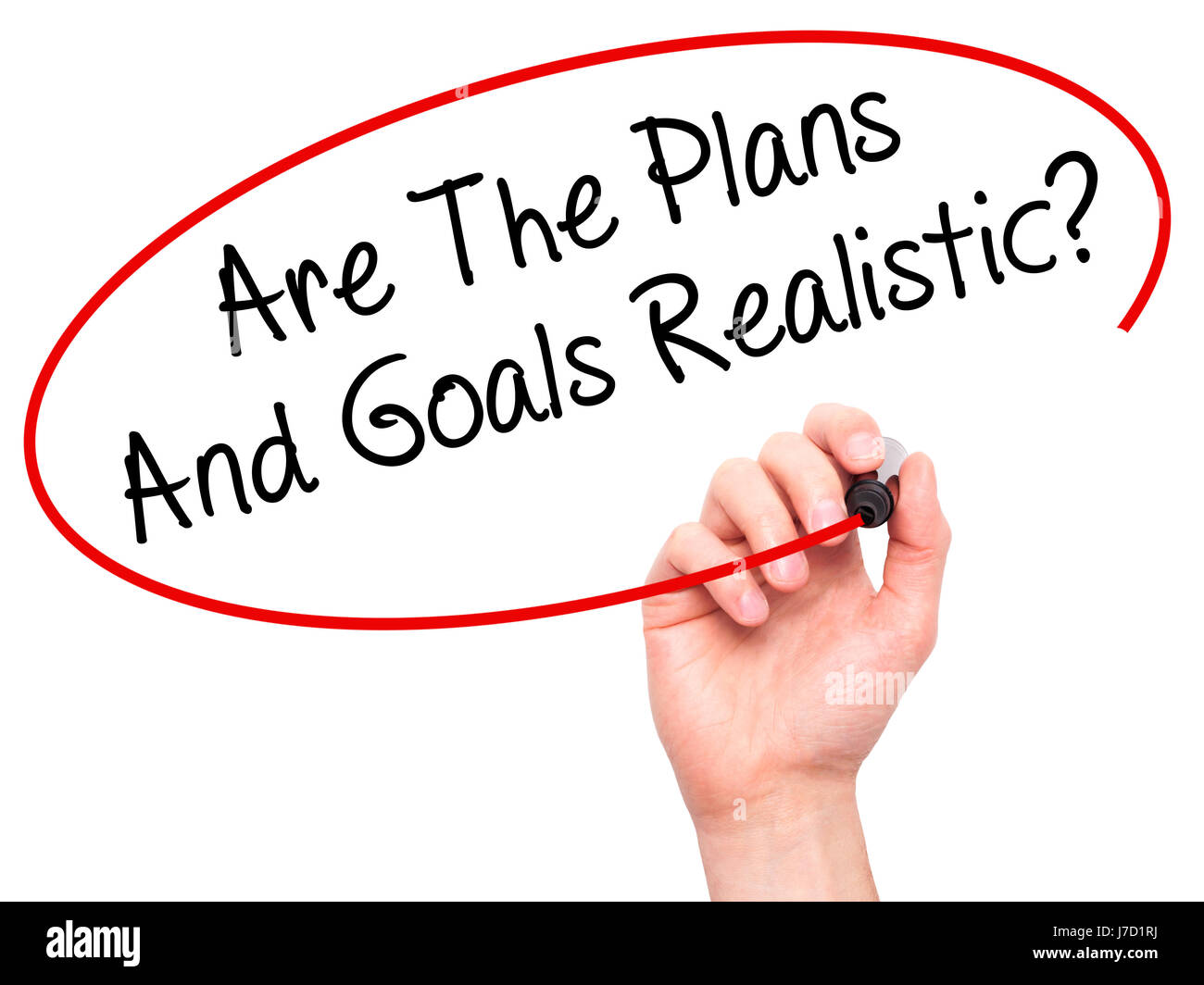 Man Hand writing Are The Plans And Goals Realistic? with black marker ...