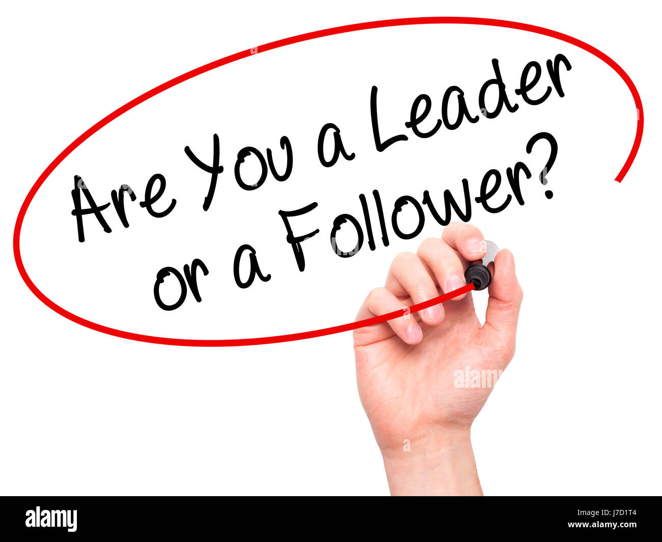 Man Hand writing Are You a Leader or a Follower? with black marker on ...