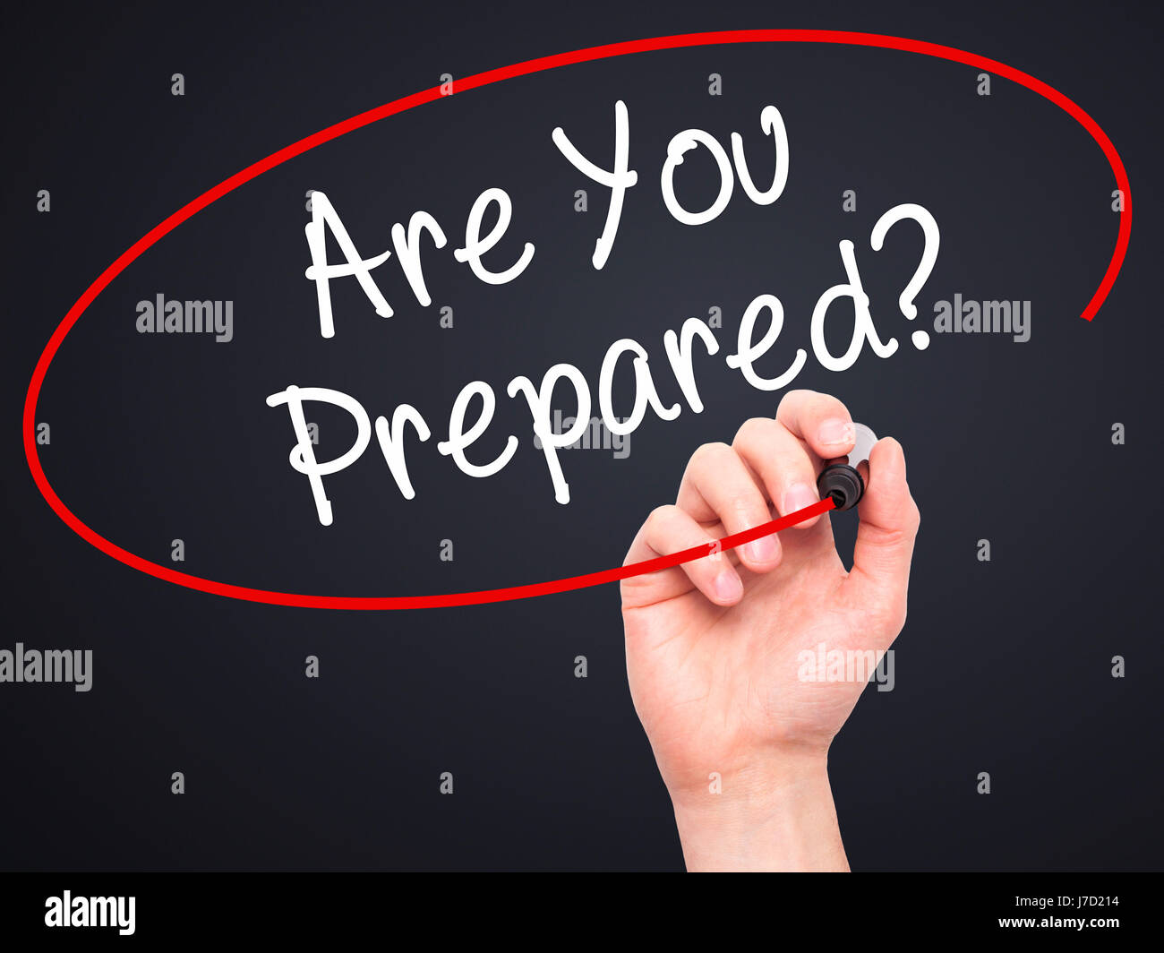 Man Hand writing Are you Prepared? with black marker on visual screen ...
