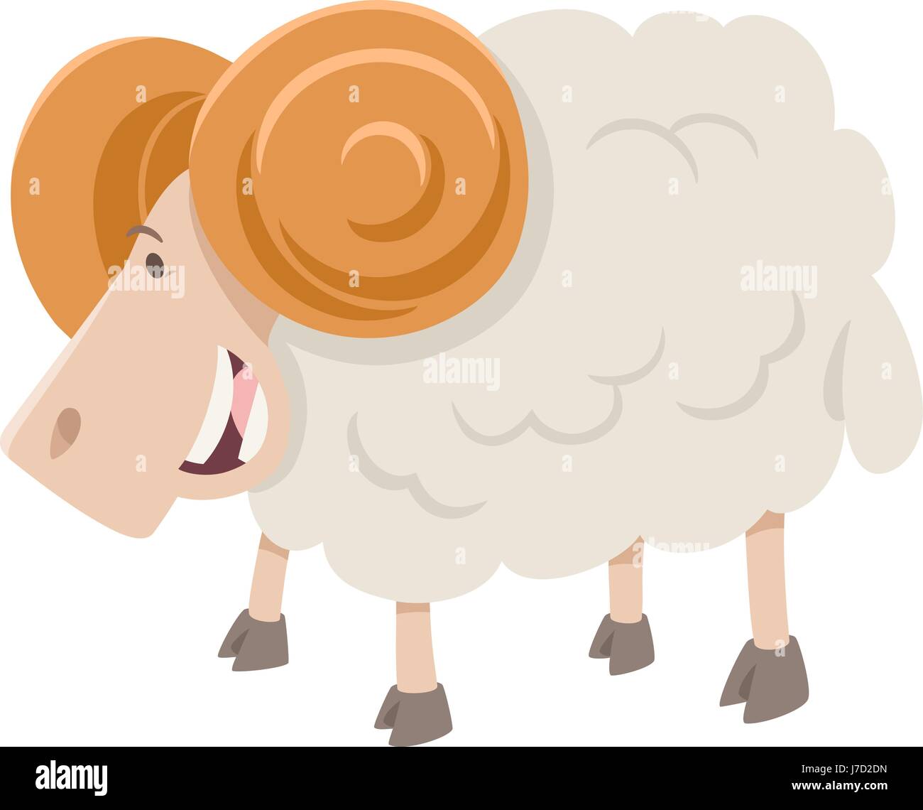 Cartoon Illustration of Happy Ram Farm Animal Stock Vector Image & Art ...