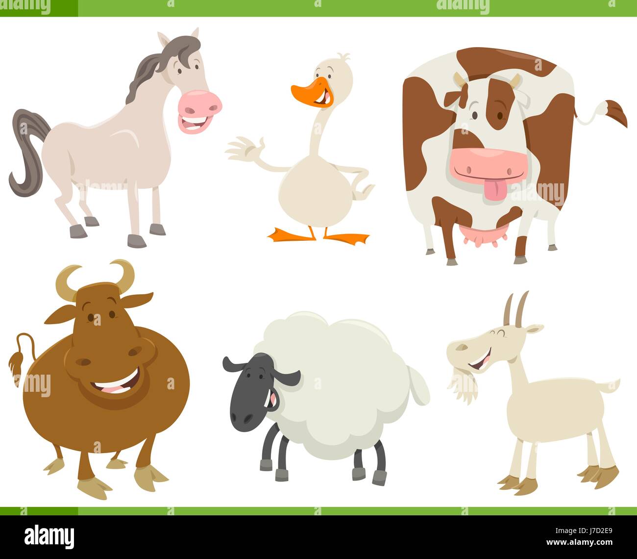 Cartoon Illustration of Farm Animal Characters Set Stock Vector Image ...